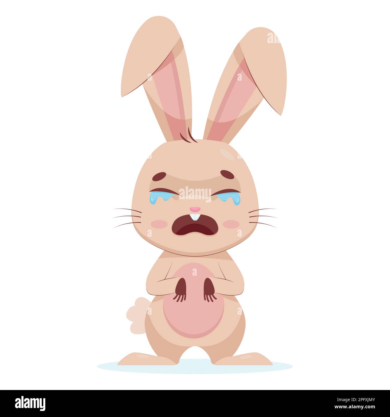 Crying rabbit on white background cartoon vector illustration Stock ...
