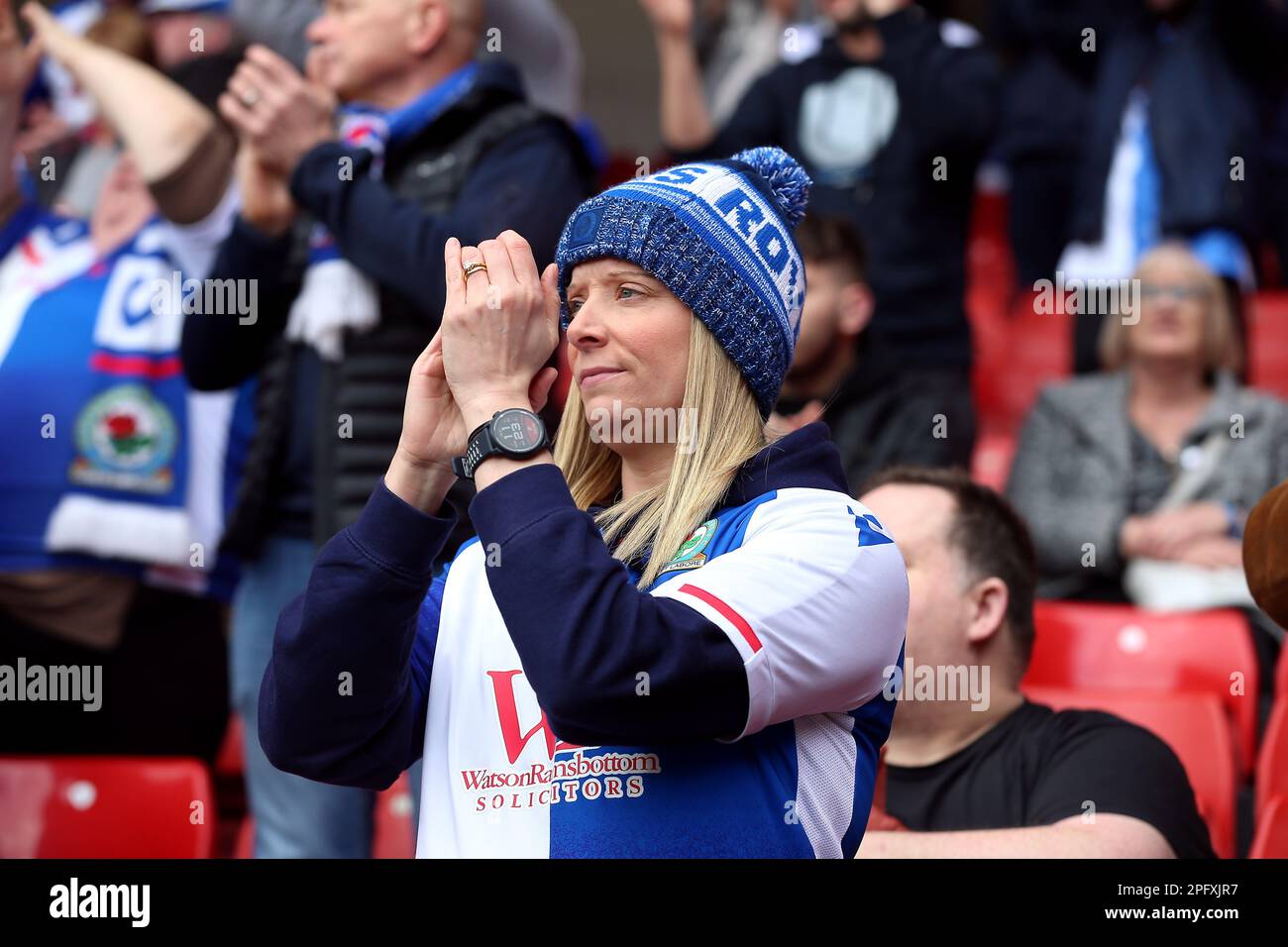 Blackburn Rovers fans in the stands during the Emirates FA Cup quarter ...