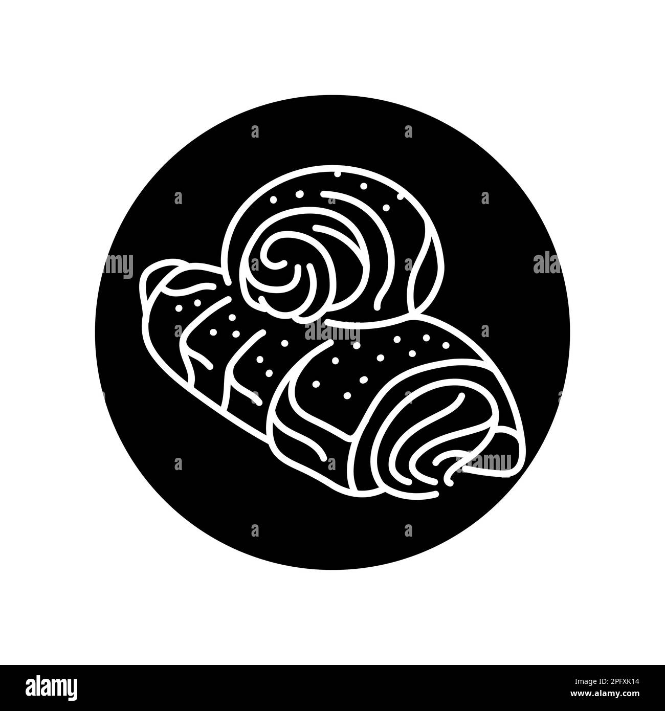 French rolls with custard black line icon. Bakery. Pictogram for web ...