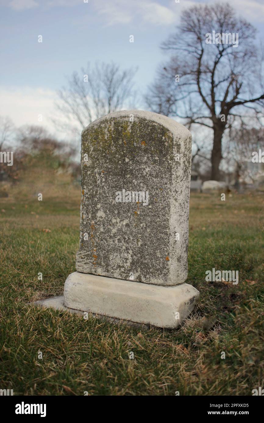 Vintage traditional stone gravestone with a blank epitaph and room for ...