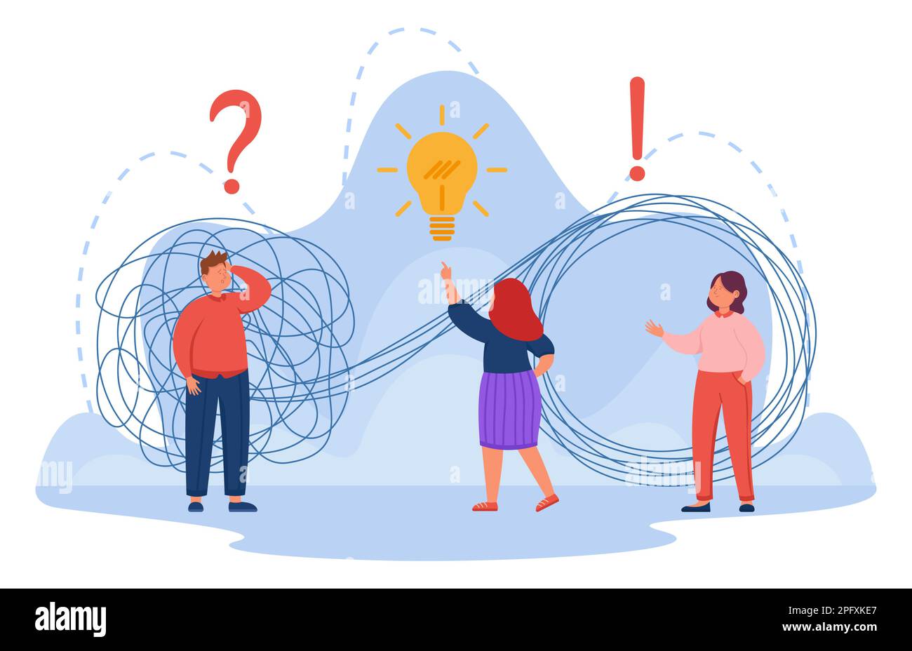 Team of business cartoon characters solving problem together Stock ...