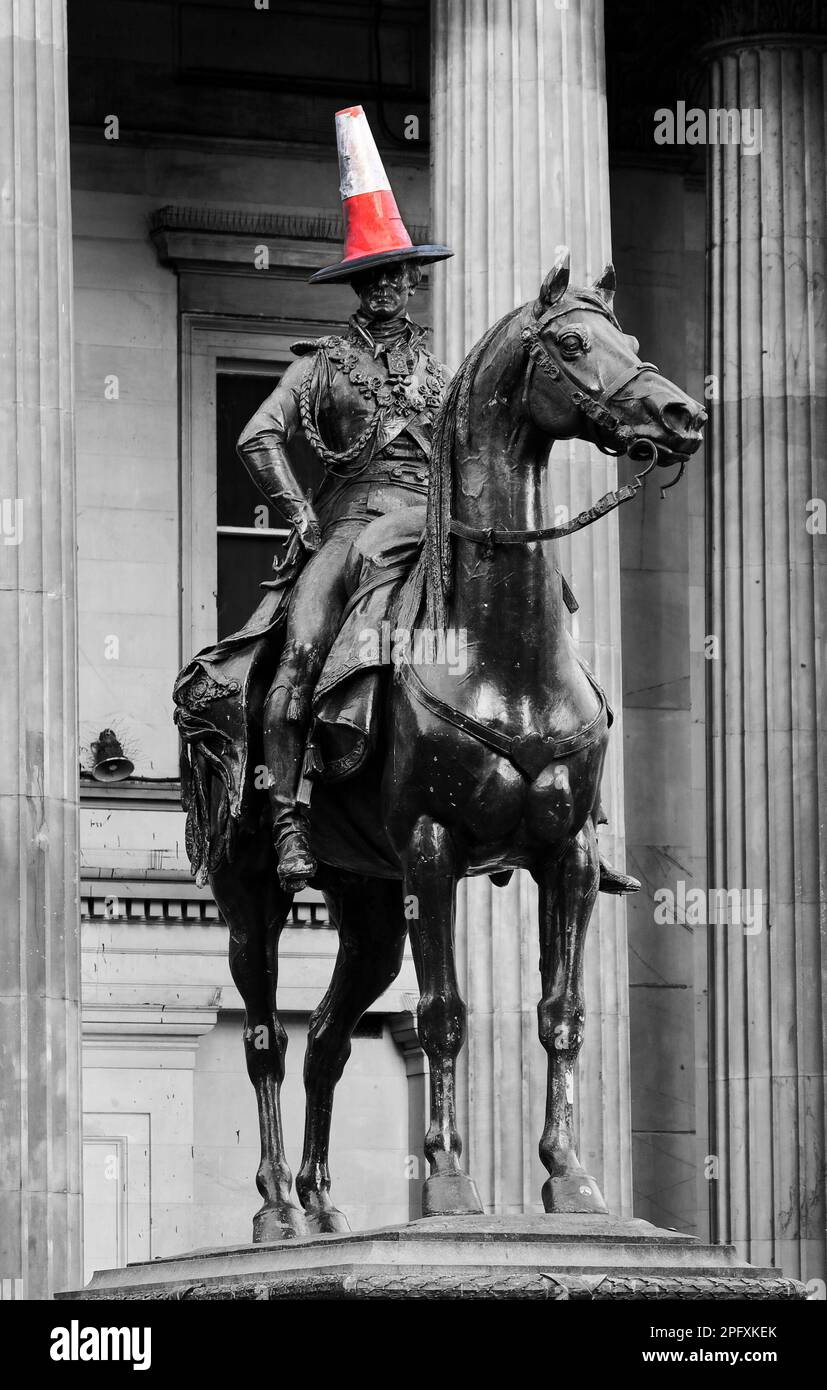 The equestrian statue of Arthur Wellesley, 1st Duke of Wellington in ...