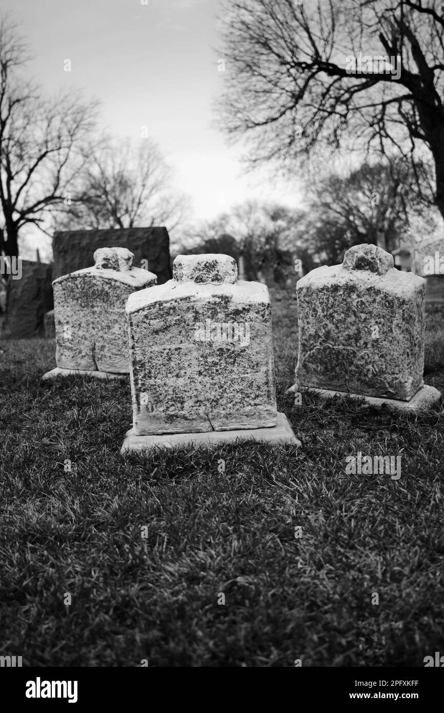 Vintage traditional stone gravestone with a blank epitaph and room for ...