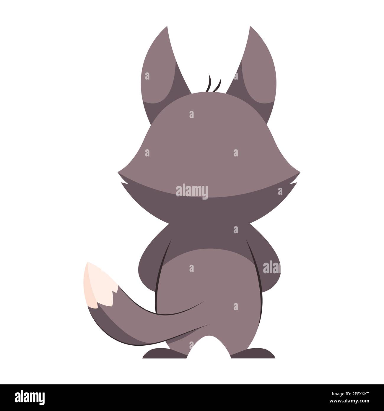 Back view of little wolf cartoon vector illustration Stock Vector Image ...