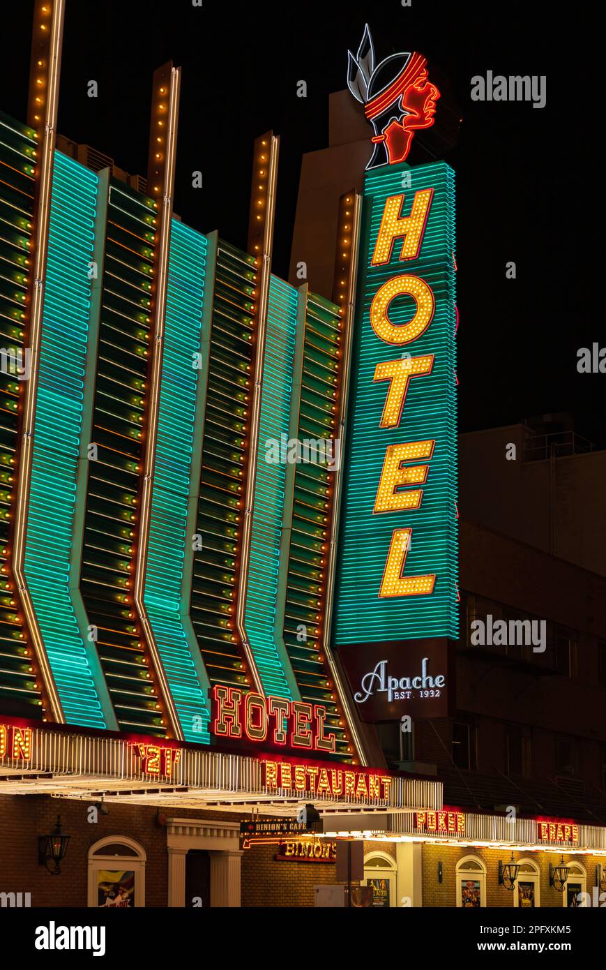 A picture of the neon signs at the Hotel Apache Stock Photo - Alamy