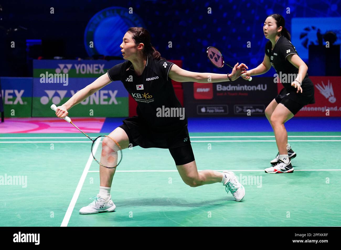 Korea's Kim So Yeong (left) and Kong Hee Yong in action against Korea's ...