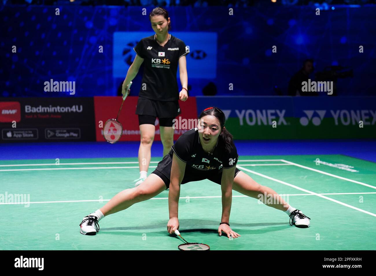 Korea's Kim So Yeong (back) and Kong Hee Yong in action against Korea's ...