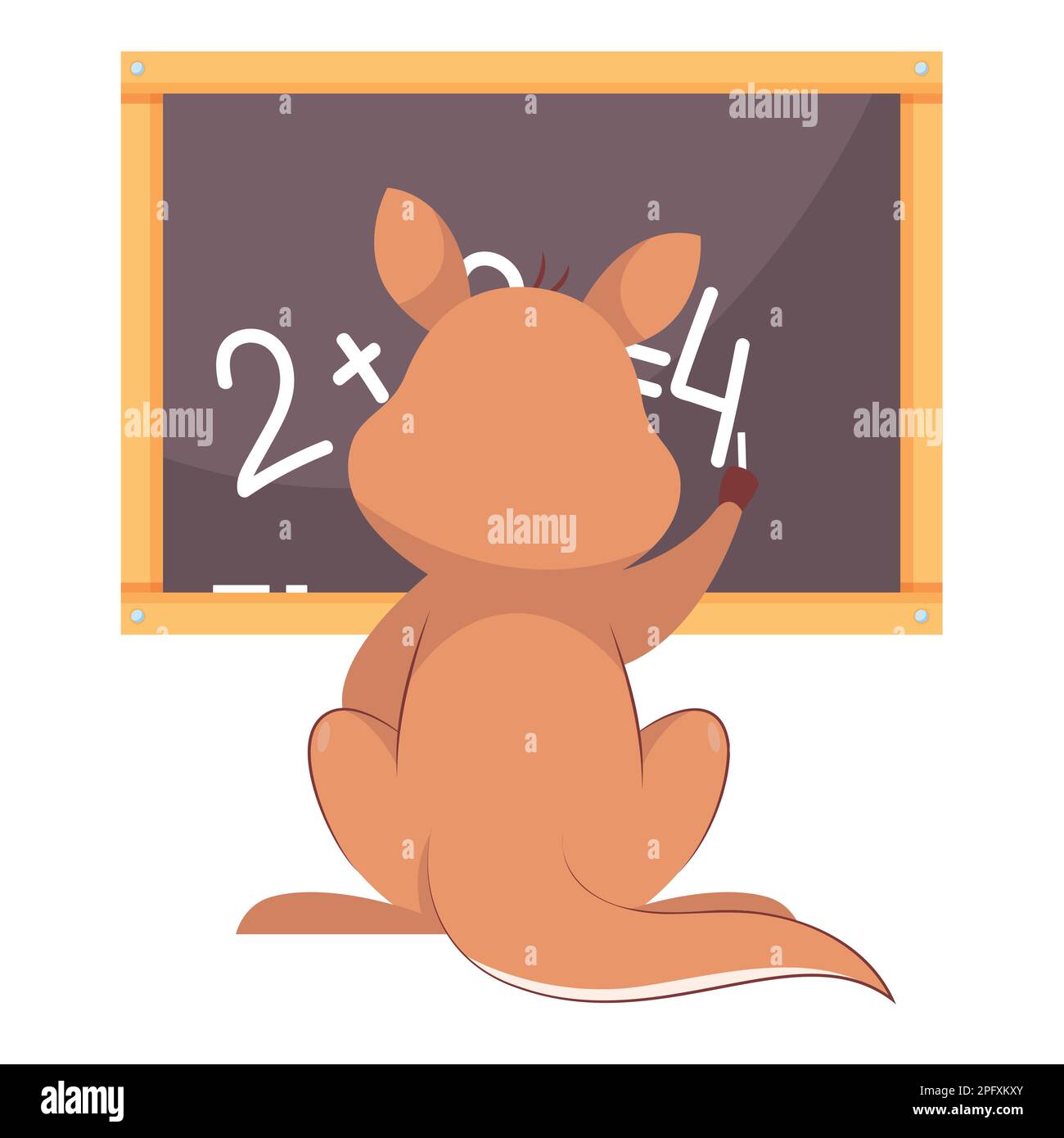Kangaroo doing sums on chalkboard cartoon vector illustration Stock ...