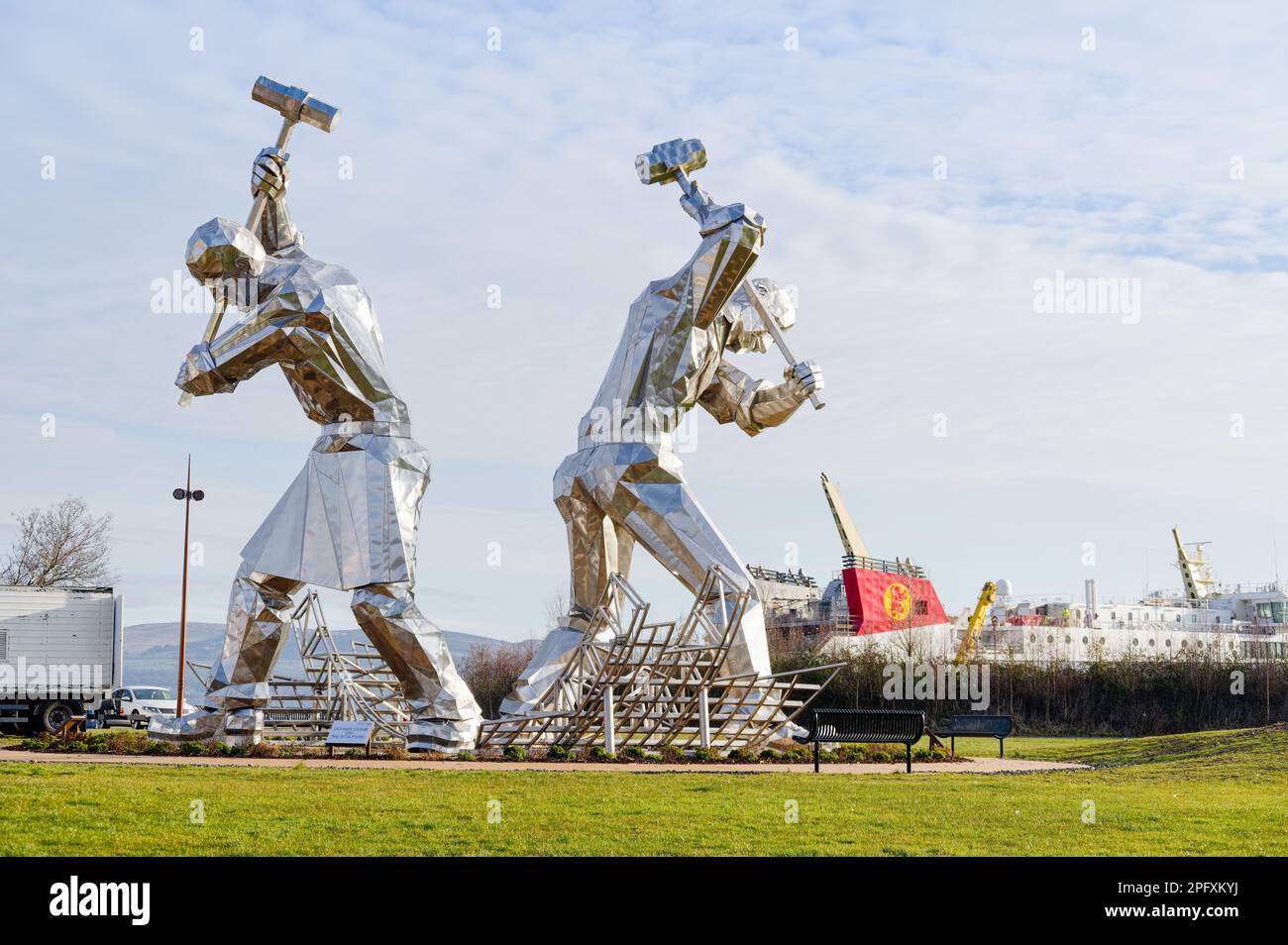 Shipbuilding sculpture art erected honouring Inverclyde Shipbuilding ...