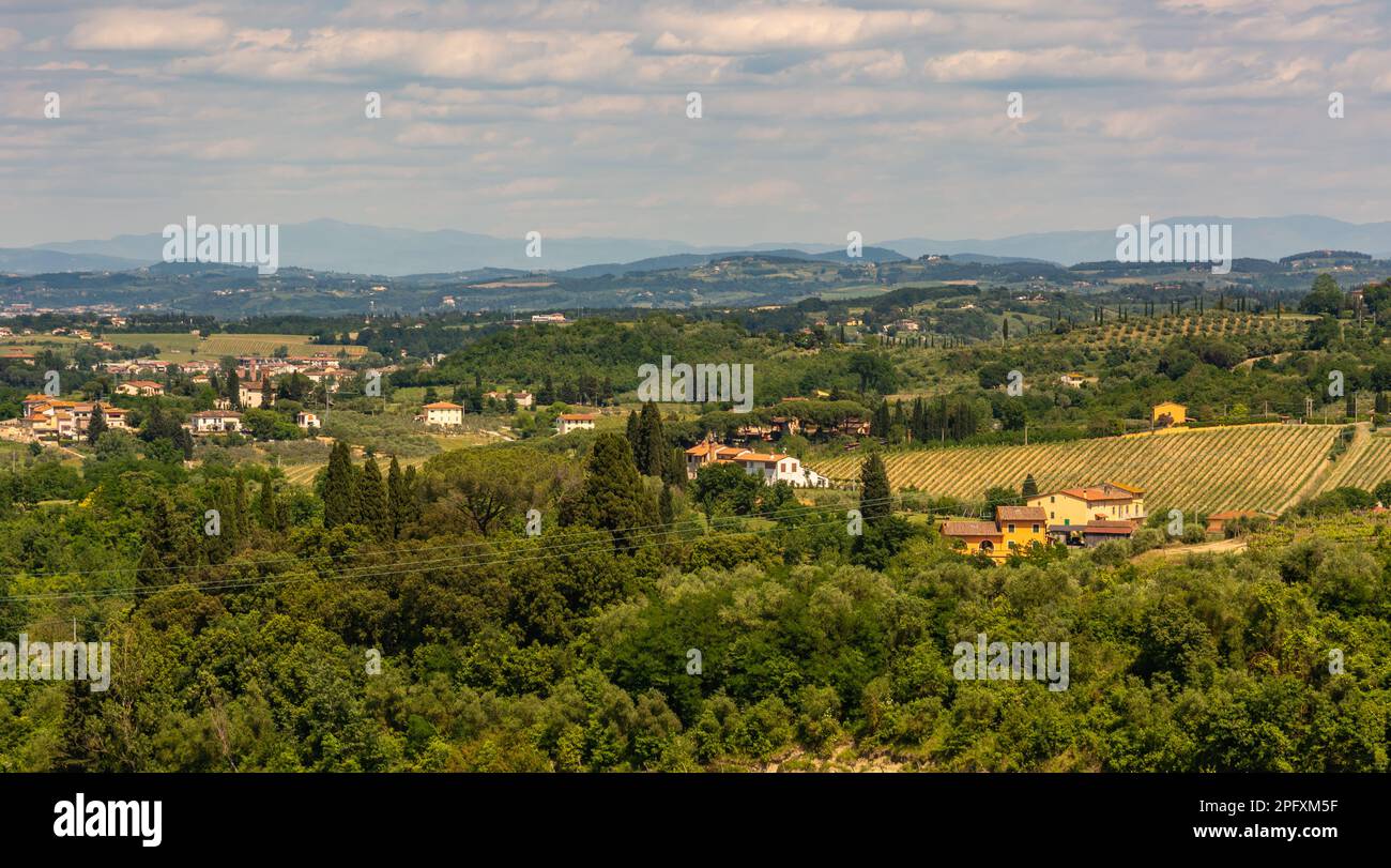 San Miniato, Pisa province, landscape of the Tuscany hills in ...