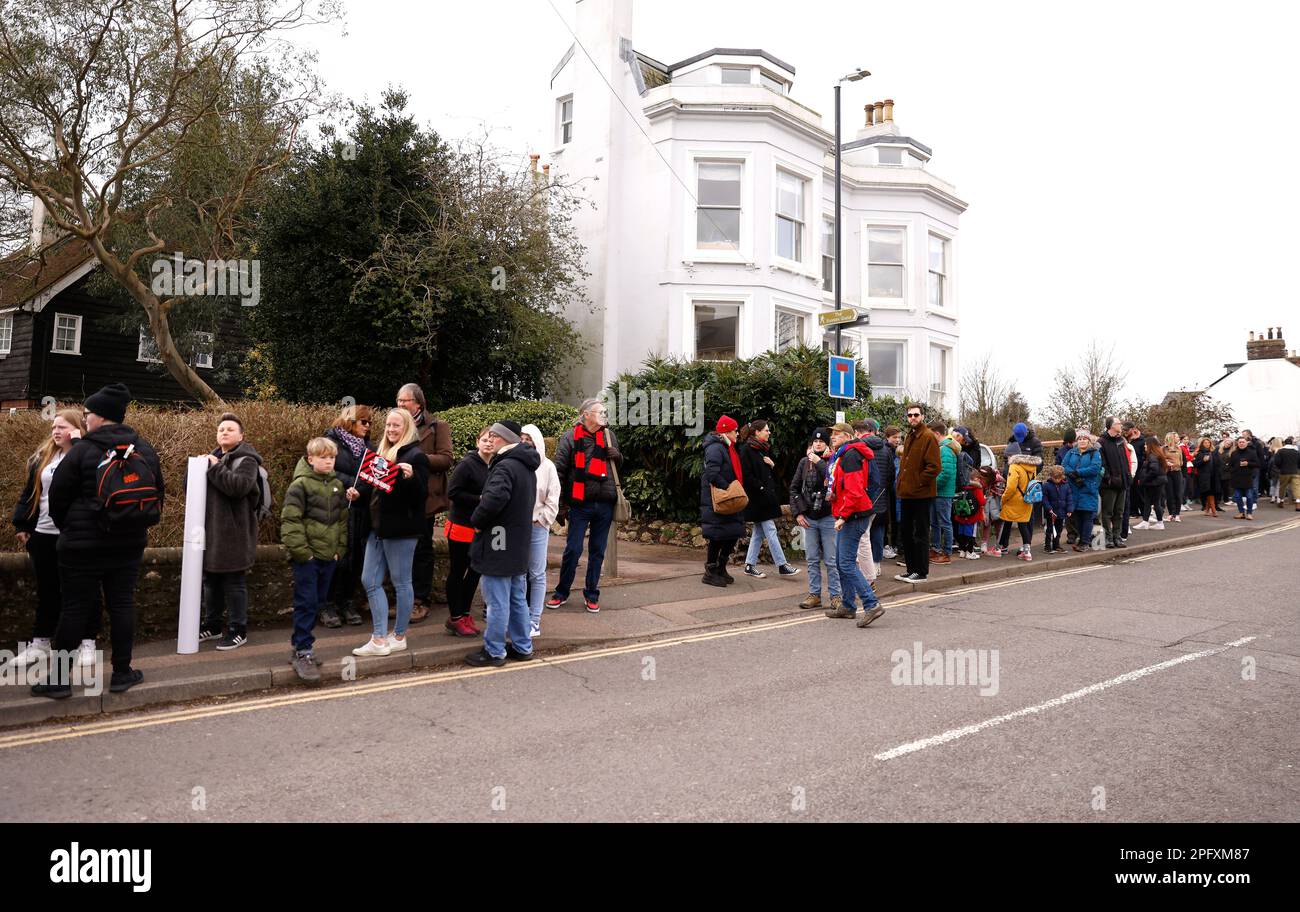 Lewes fans queue up to enter the ground ahead of the Vitality Women's ...