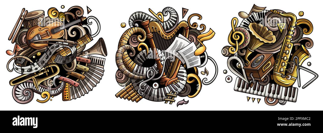 classical music cartoon vector doodle designs set Stock Vector Image ...