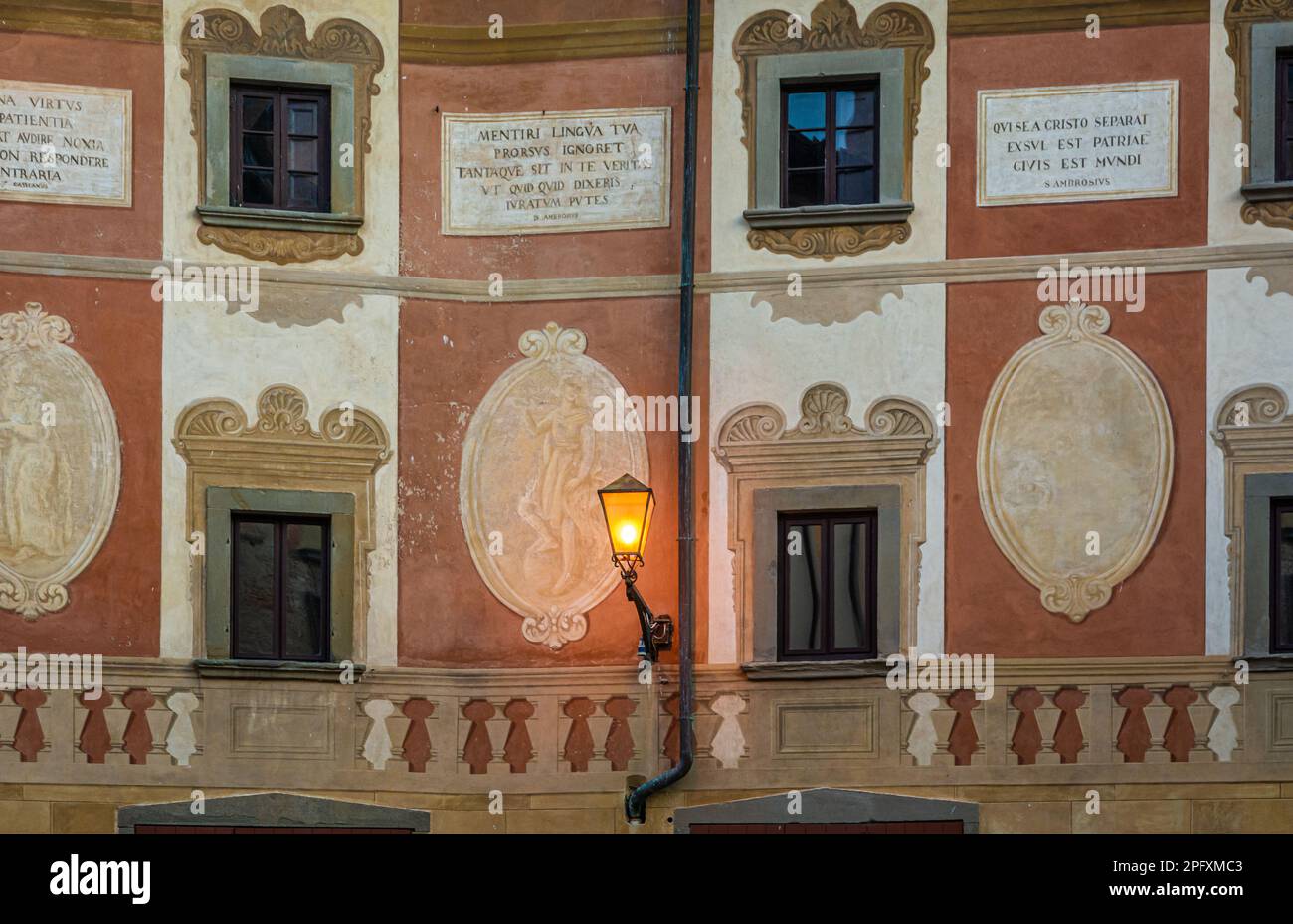 Facade of the ancient episcopal Seminary in the Old Italian Town San ...
