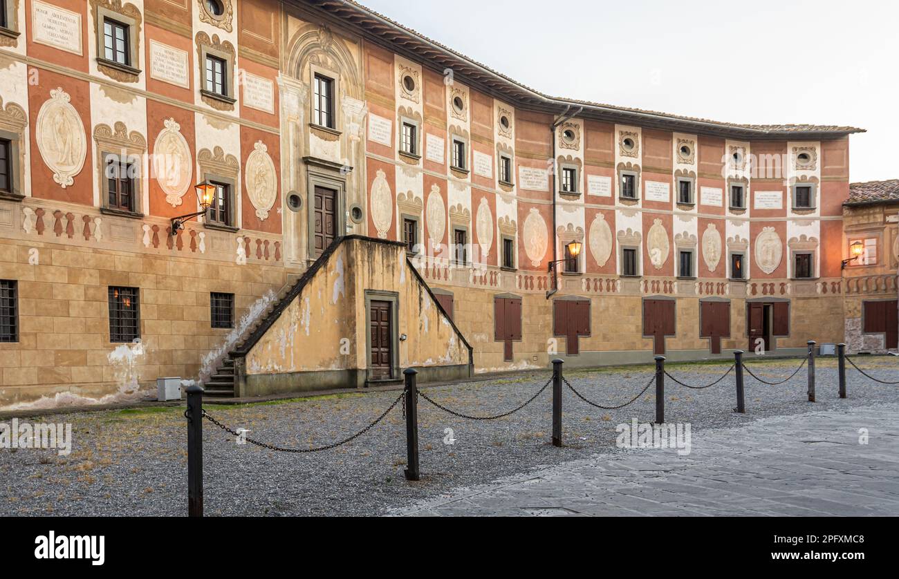 Facade of the ancient episcopal Seminary in the Old Italian Town San ...