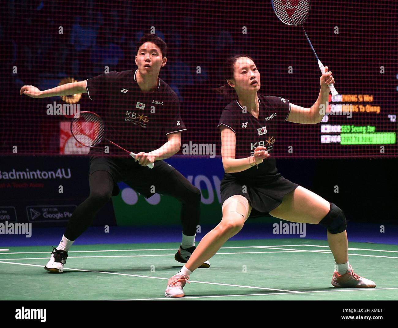 Korea's Seo Seung Jae, back, and Chae Yu Yung return a shot during ...