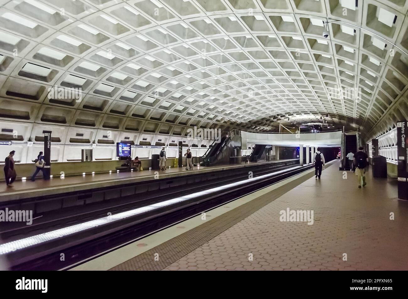 Metro Center subway station, the central hub station of the Washington ...