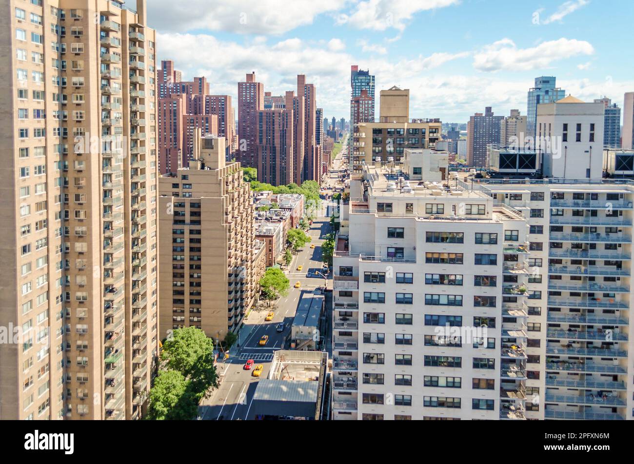 Aerial view of 2nd Avenue in the Upper East Side of Manhattan Borough ...