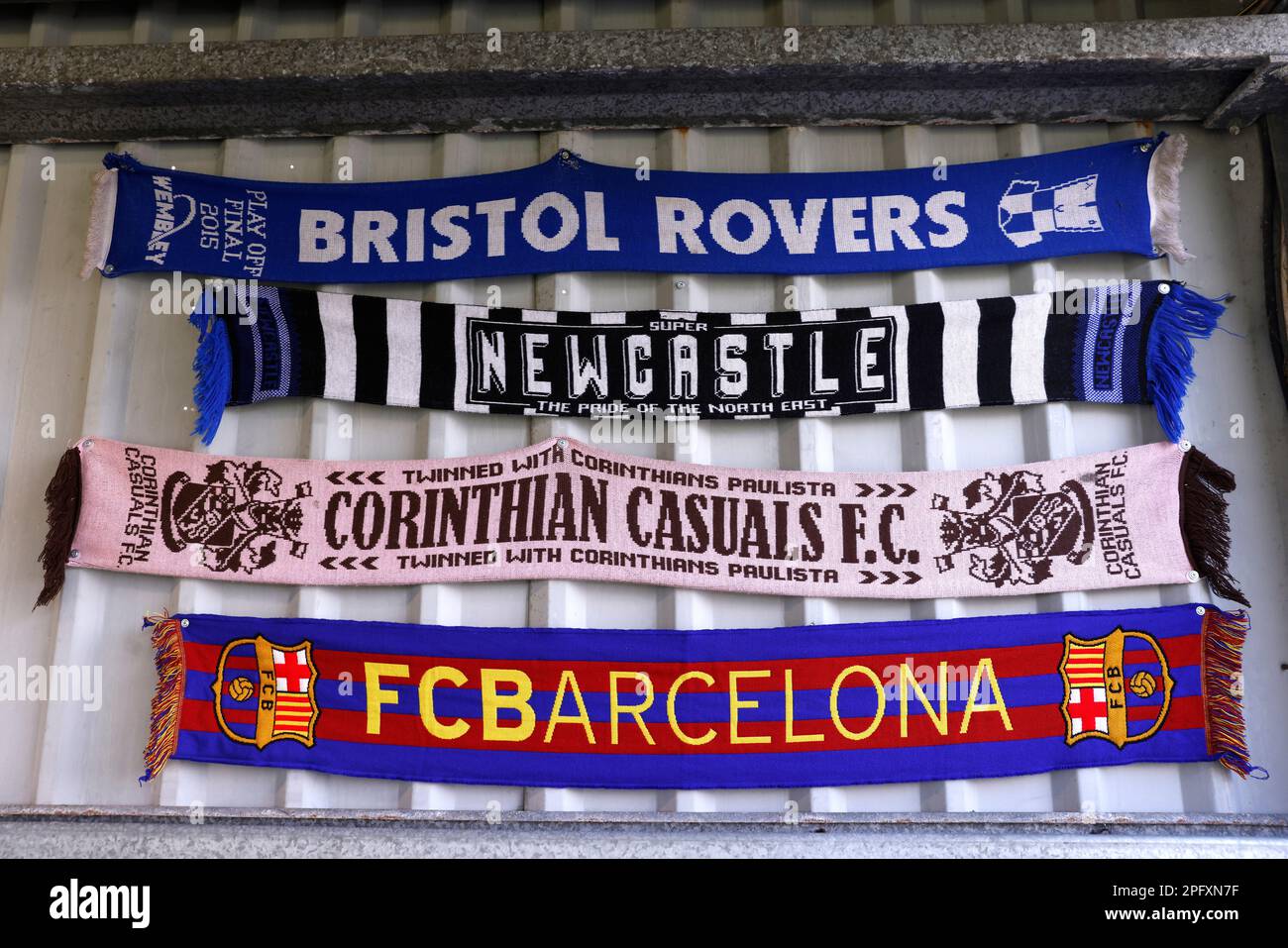 Scarfs representing Bristol Rovers, Newcastle United, Corinthian ...