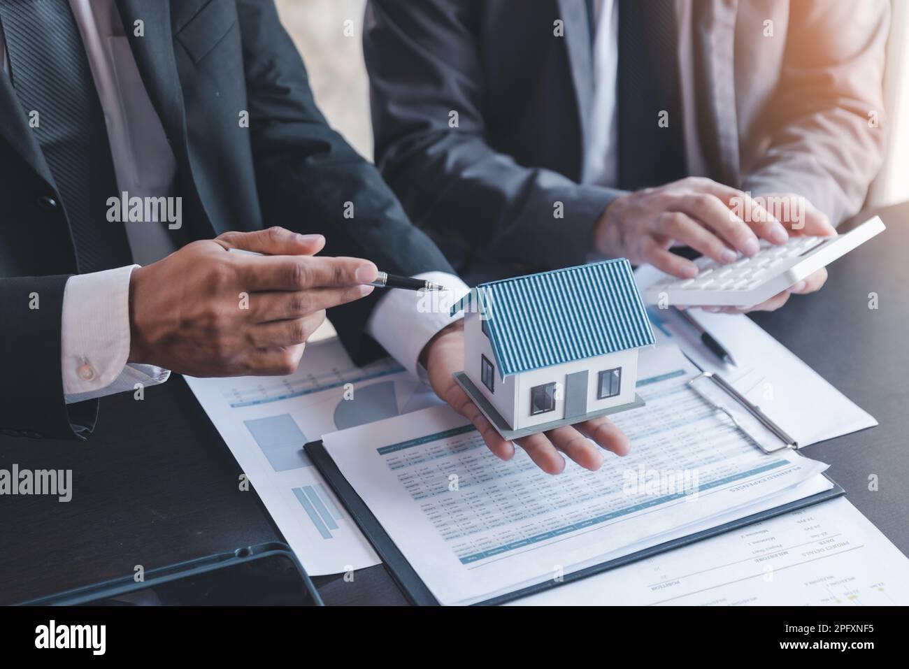 Finance and real estate investment concept, Businessman present ...