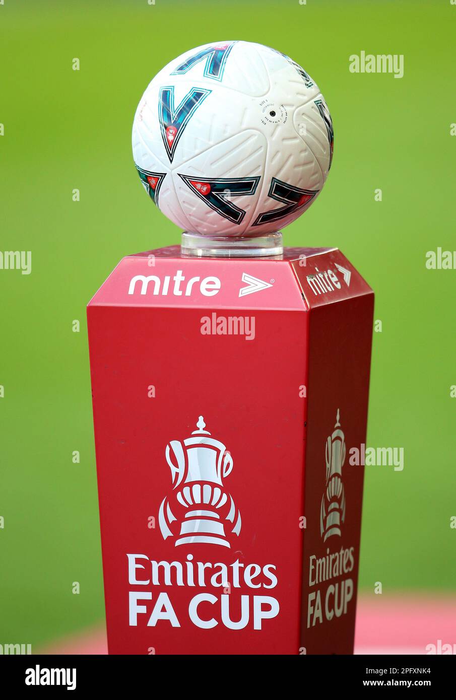 The match ball on a plinth during the Emirates FA Cup quarter final ...