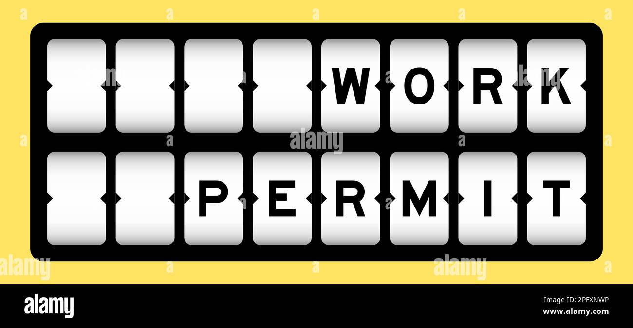 Black color in word work permit on slot banner with yellow color ...