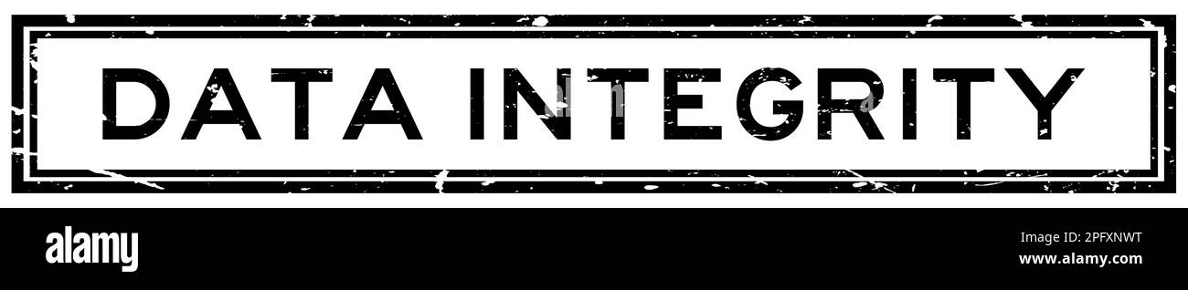 Grunge black data integrity word square rubber seal stamp on white ...