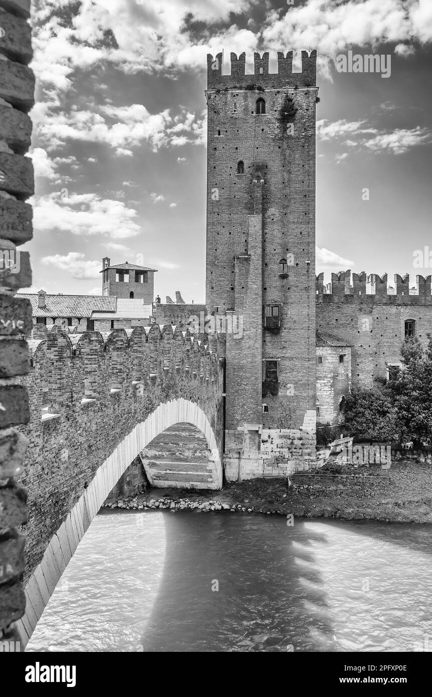 Castelvecchio Bridge, aka Scaliger Bridge, iconic landmark in Verona ...
