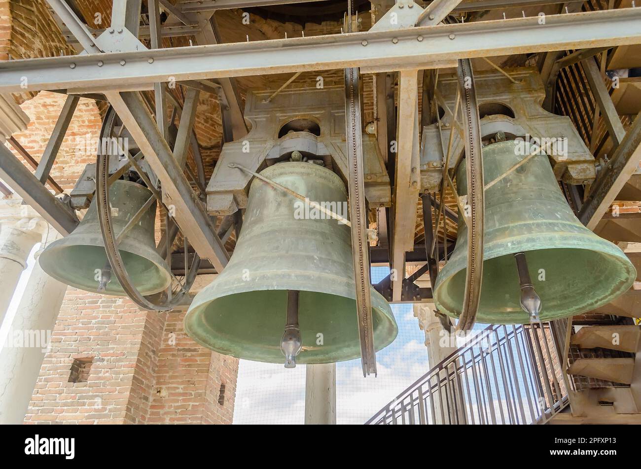 Group of tower bells in the medieval Lamberti tower, Verona, Italy ...