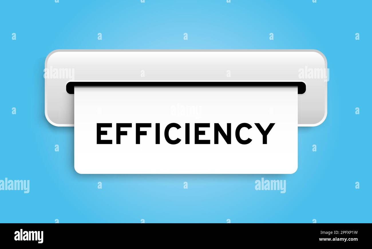 White coupon banner with word efficiency from machine on blue color ...