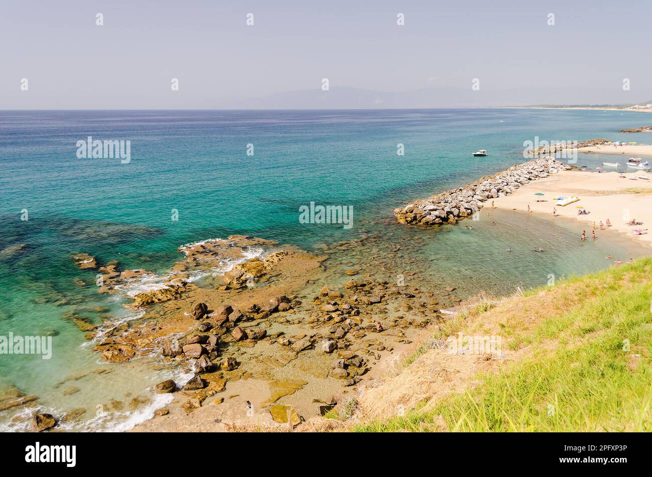 Aerial view of the beach in the town of Pizzo Calabro, Italy Stock ...