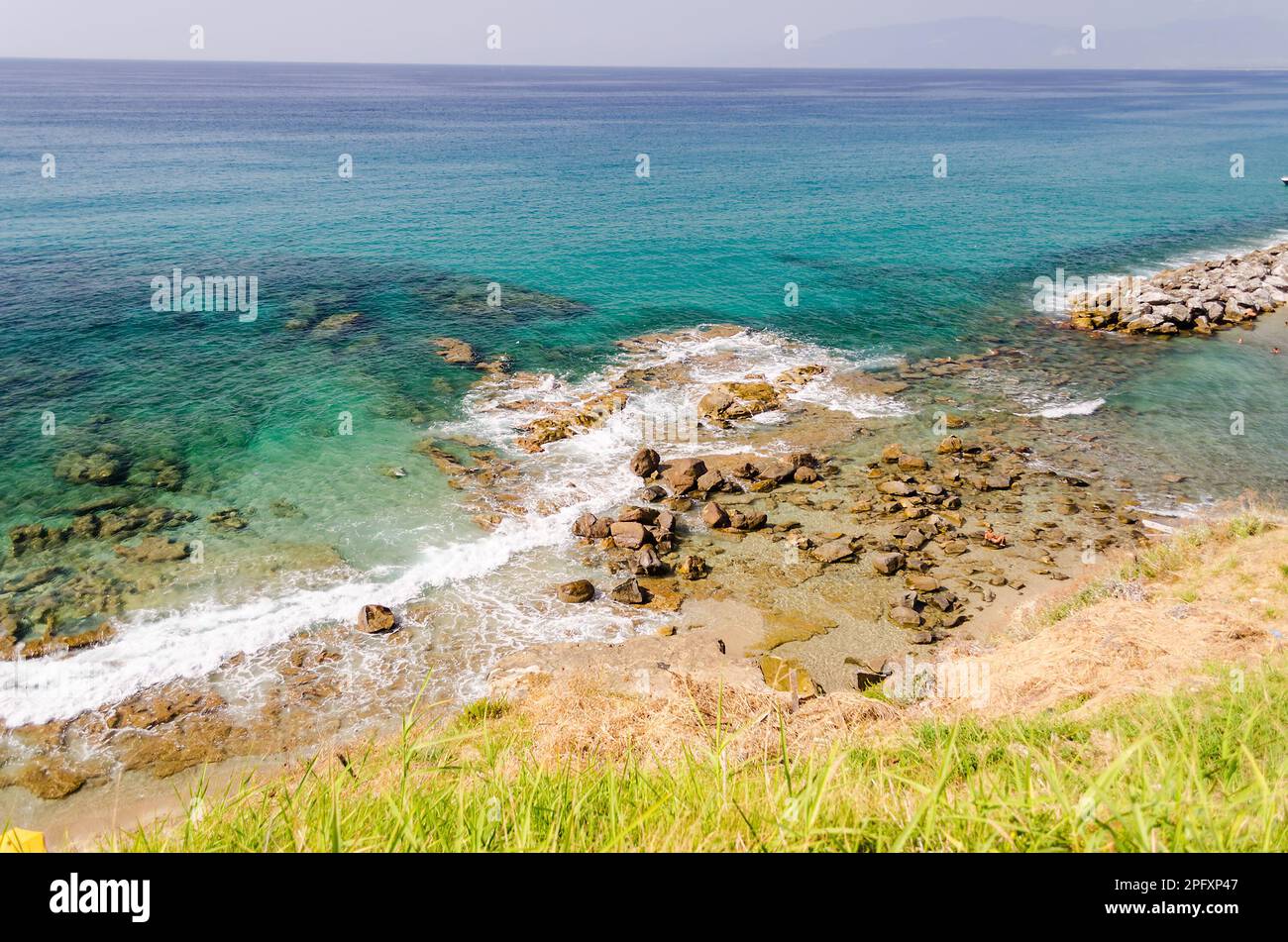 Aerial view of the beach in the town of Pizzo Calabro, Italy Stock ...