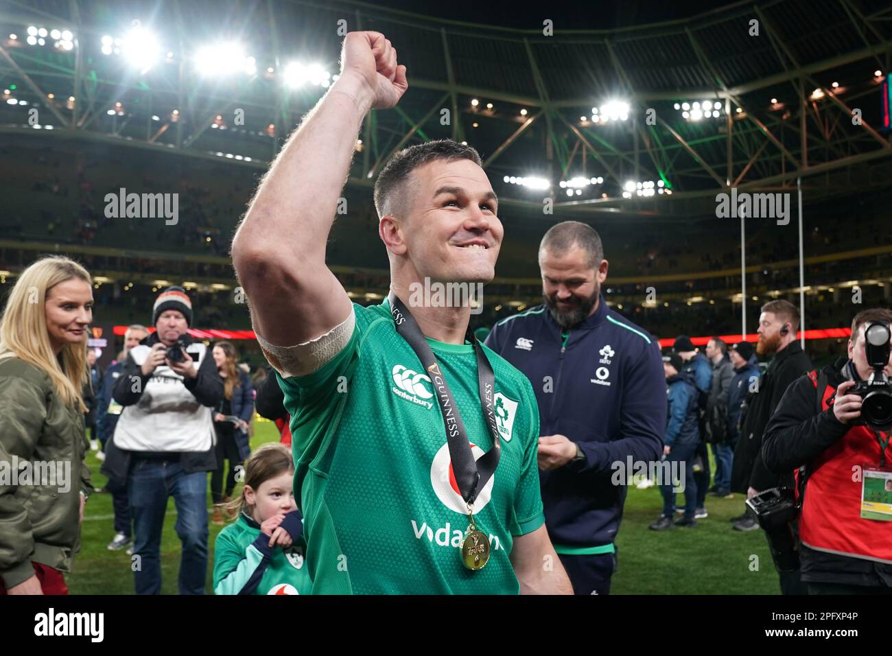 File photo dated 18-03-2023 of Ireland's Jonathan Sexton gestures to ...