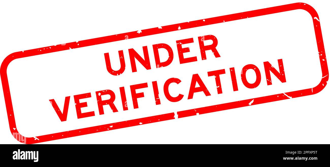 Grunge red under verification word square rubber seal stamp on white ...