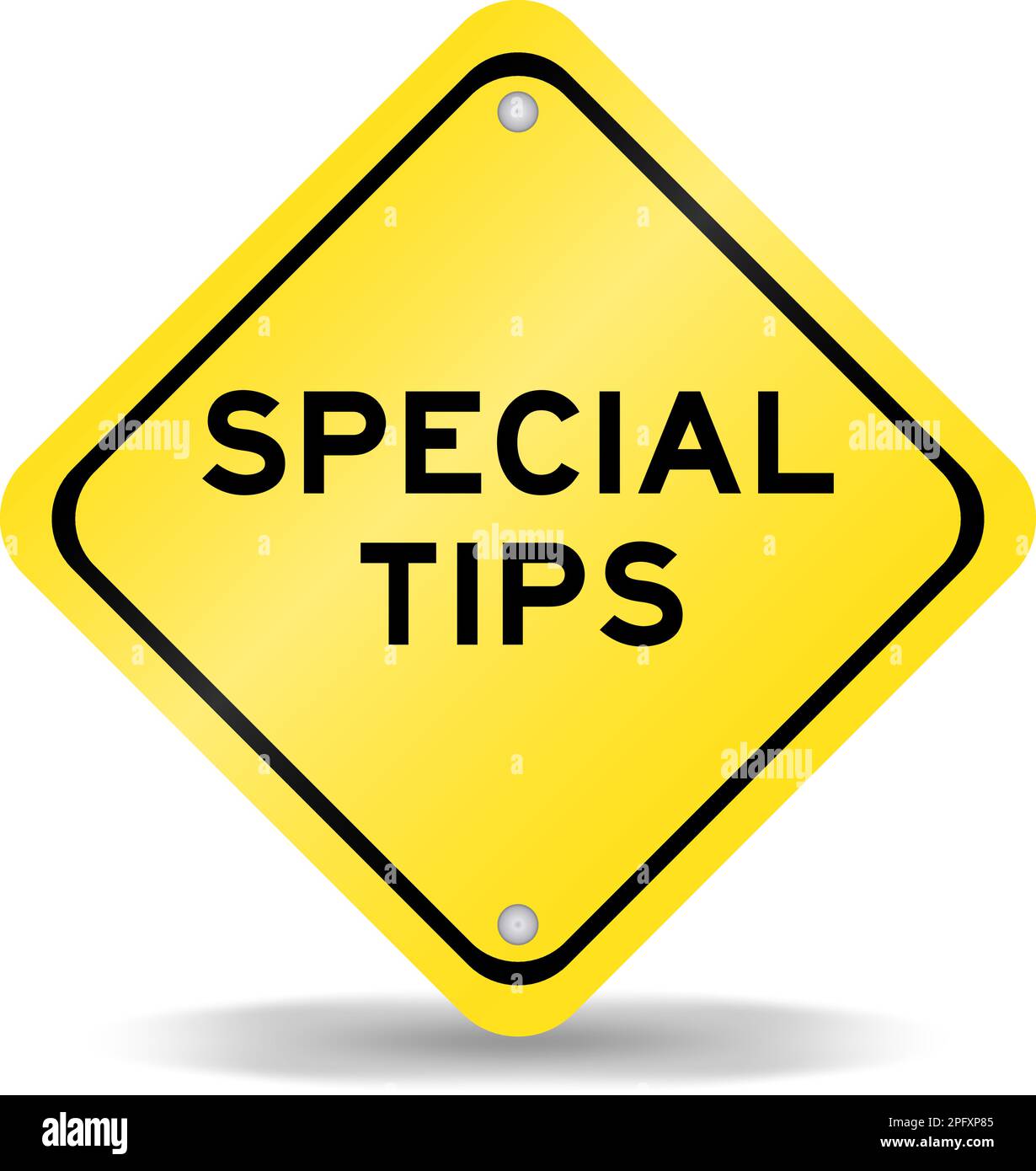 Yellow color transportation sign with word special tips on white ...