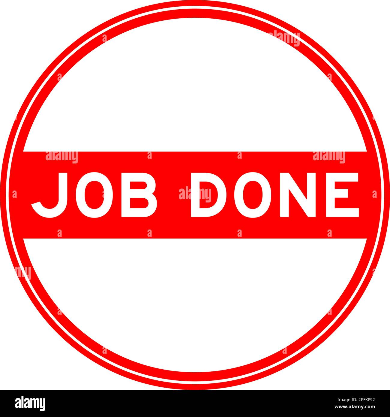 Red color round seal sticker in word job done on white background Stock ...