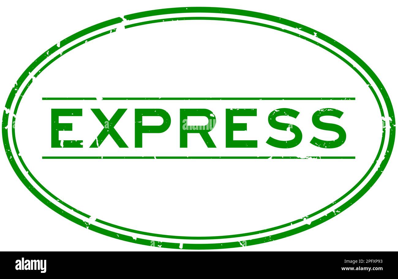 Grunge green express word oval rubber seal stamp on white background ...