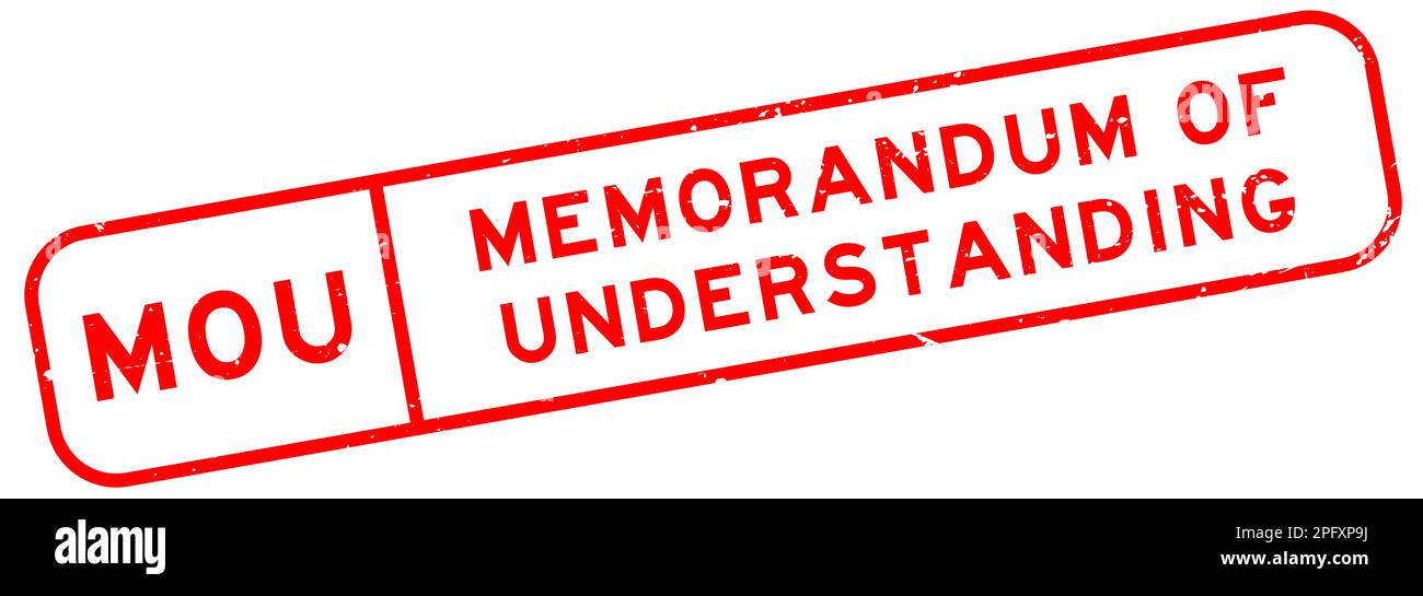 Grunge red MOU memorandum of understanding word square rubber seal stamp on white background ...