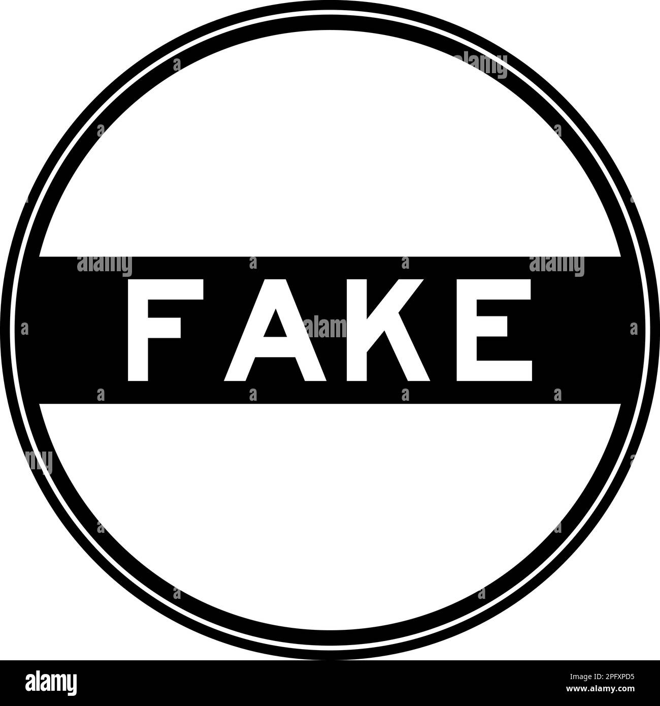 Black color round seal sticker in word fake on white background Stock ...