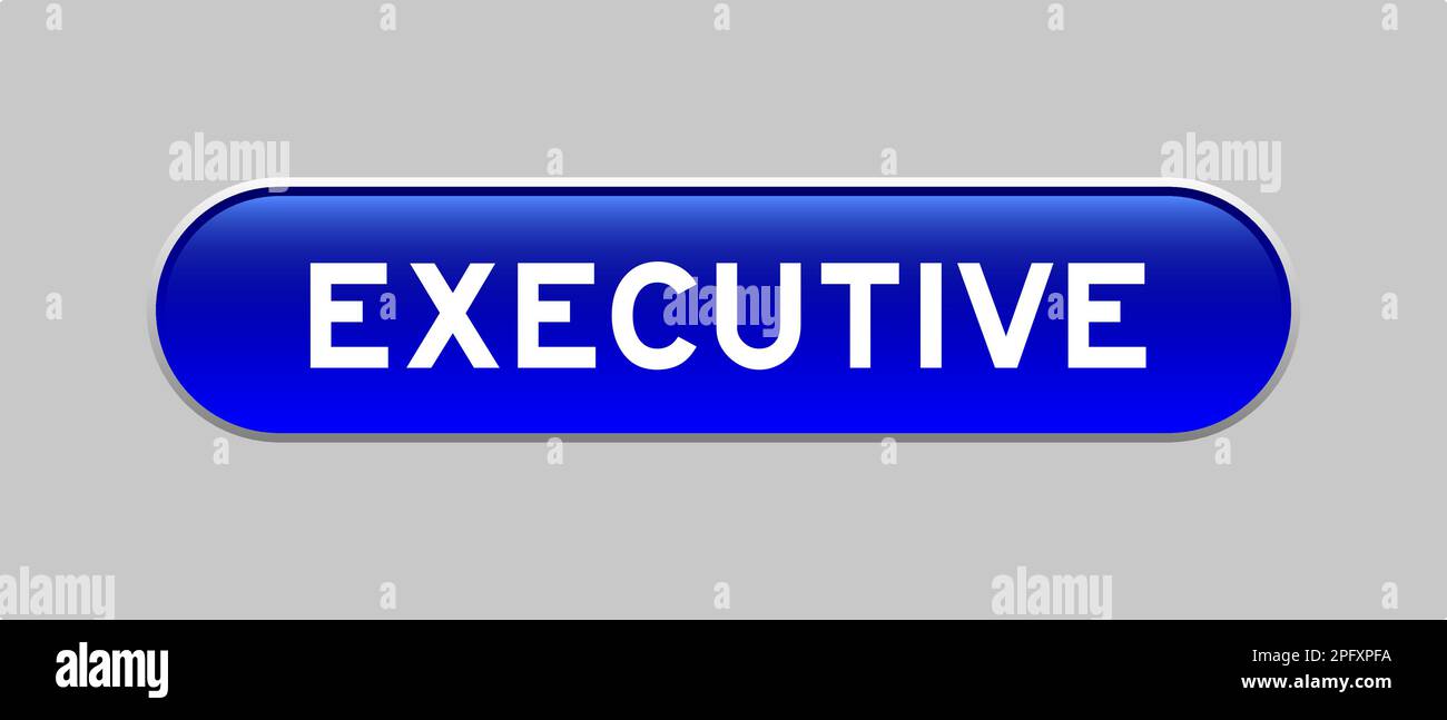 Blue color capsule shape button with word executive on gray background ...