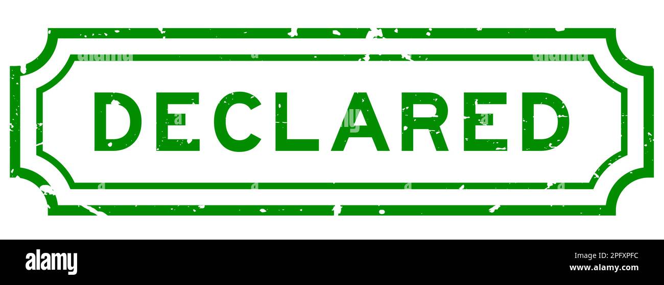 Grunge green declared word rubber seal stamp on white background Stock ...