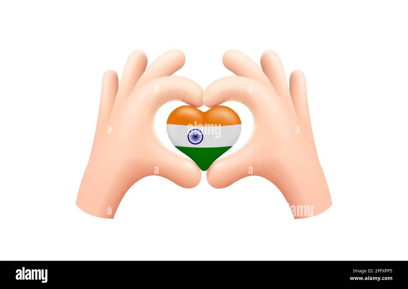 India flag in form of hand heart. National flag concept. Vector ...