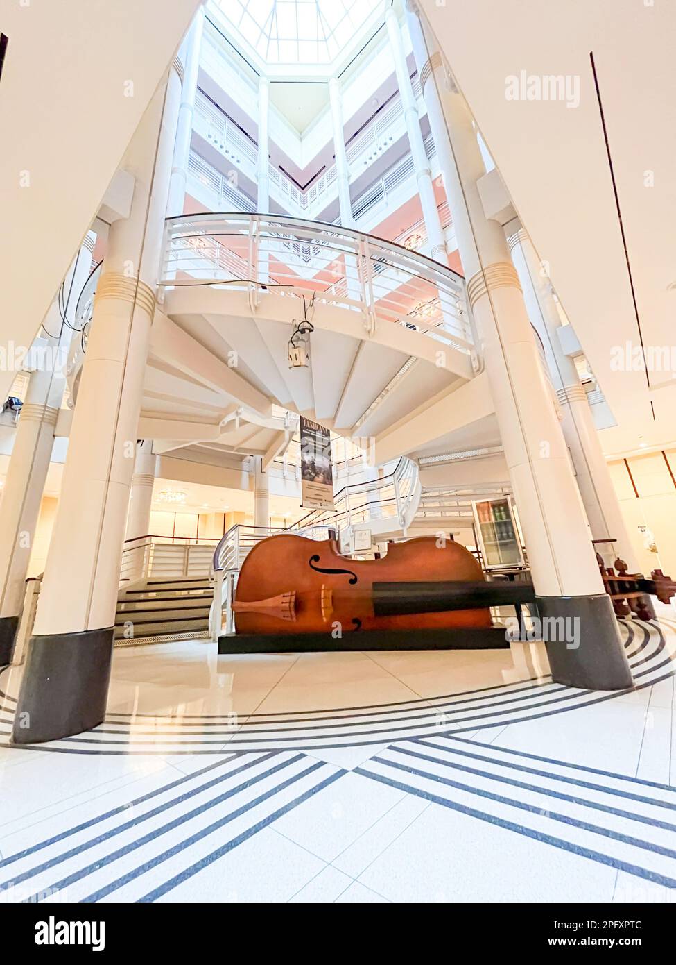 Symphony Hall, Chicago, empty lobby, showing string bass snack bar ...