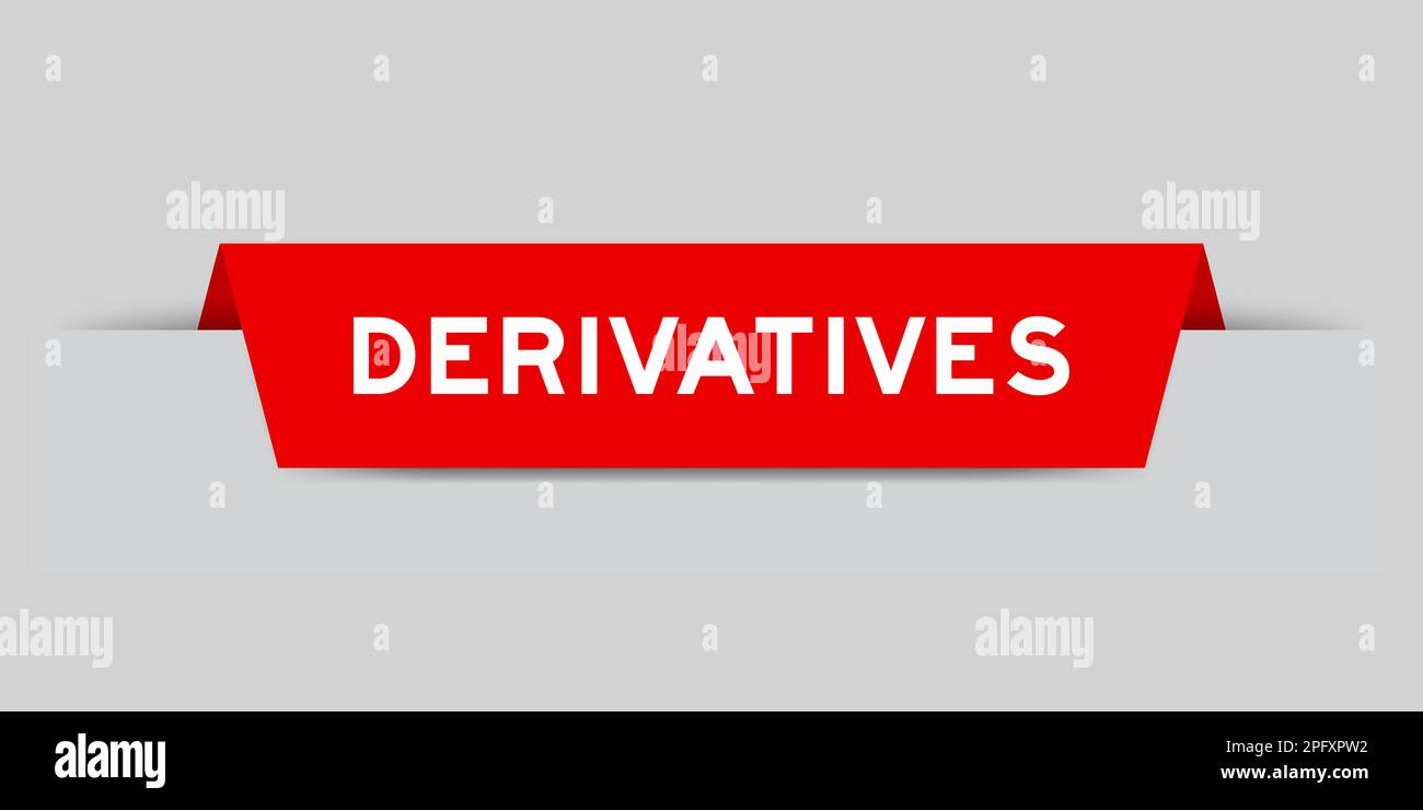 Red color inserted label with word derivatives on gray background Stock ...