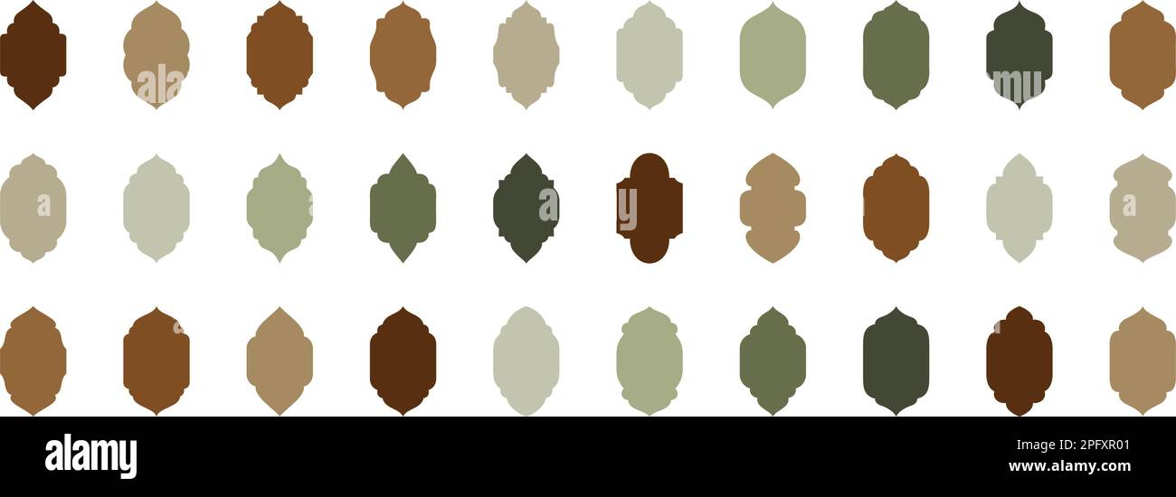 Set of arabic style windows. Architectural design elements for muslim ...