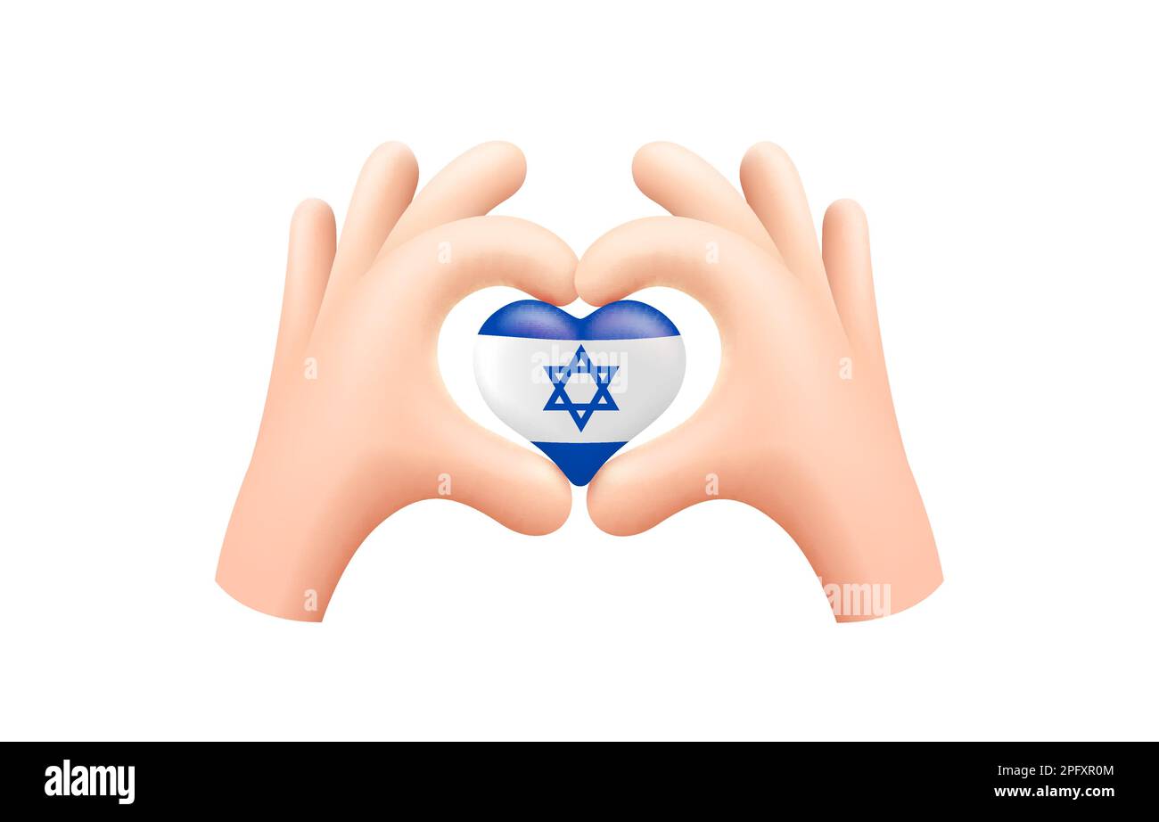 Israel flag in form of hand heart. National flag concept. Vector ...