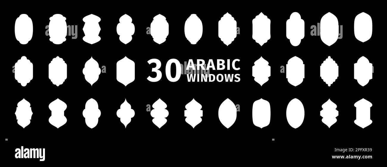 Arabic window set. Ramadan Kareem design element. Traditional islamic ...