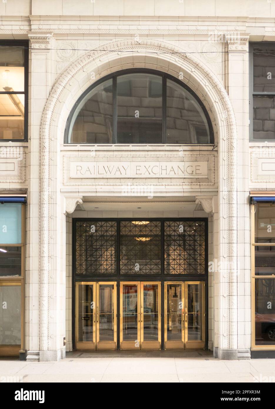 Marble entryway to the Railway Exchange Building, Chicago, showing arch ...