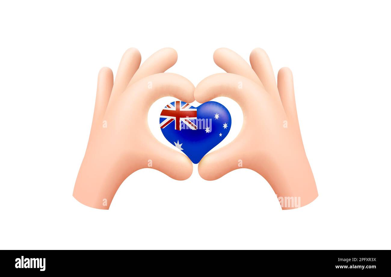 Australia flag in form of hand heart. National flag concept. Vector ...