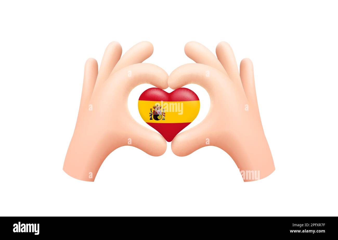 Spain flag in form of hand heart. National flag concept. Vector ...