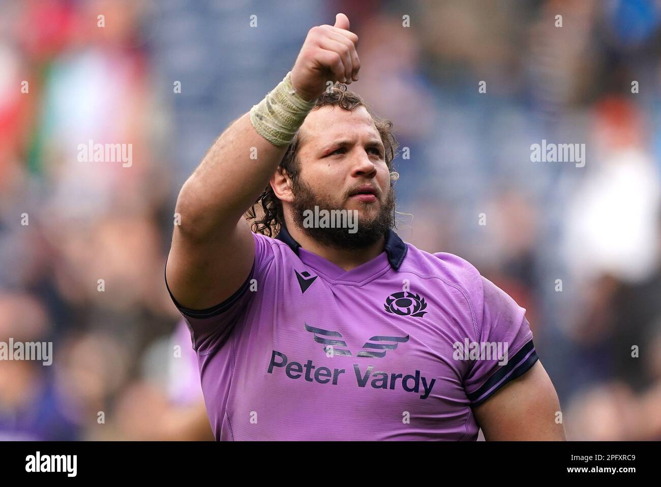 File photo dated 18-03-2023 of Scotland's Pierre Schoeman applauds the ...